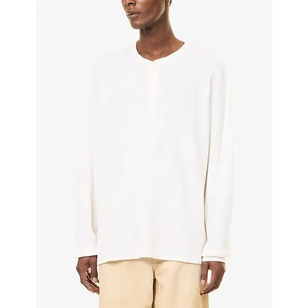 A.PRESSE Henley Waffle-knit Cotton And Cashmere-blend Top