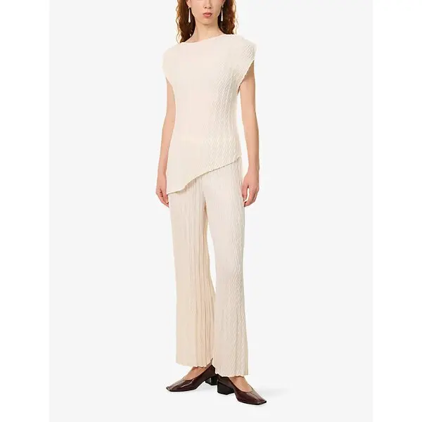 Issey Miyake Unfurling Pleats Asymmetric Knitted Top