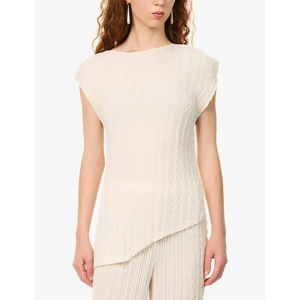 Issey Miyake Unfurling Pleats Asymmetric Knitted Top