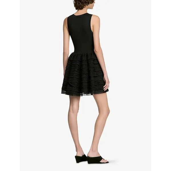Sandro Dua Ruffled-skirt Knitted Mini Dress
