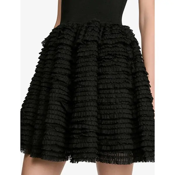 Sandro Dua Ruffled-skirt Knitted Mini Dress