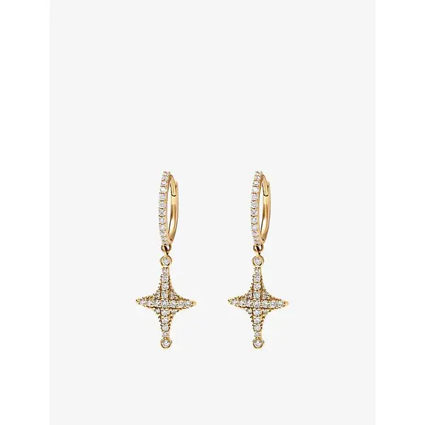 OFA Aurora Pave Diamond Hoop Earrings In 18ct Gold - Yellow