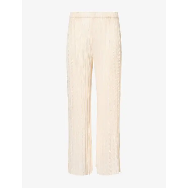 Issey Miyake Unfurling Pleats Cropped Knitted Trousers - Neutral