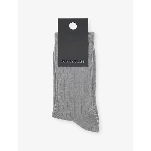Whistles Classic Ribbed Cotton-blend Socks - Grey