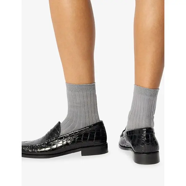 Whistles Classic Ribbed Cotton-blend Socks