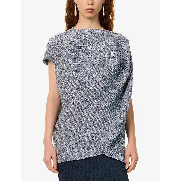 Issey Miyake Pleated Knitted Top - Grey