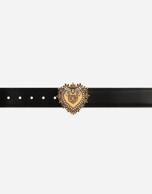 Dolce & Gabbana Devotion Belt In Lux Leather Belts Leather
