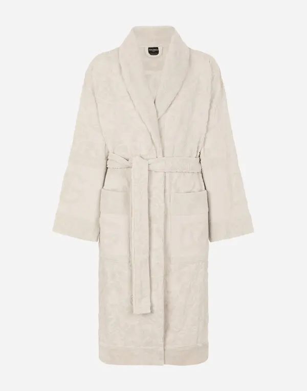 Dolce & Gabbana Bathrobe In Terry Cotton Jacquard Monochrome Bathrobes - Multicolor