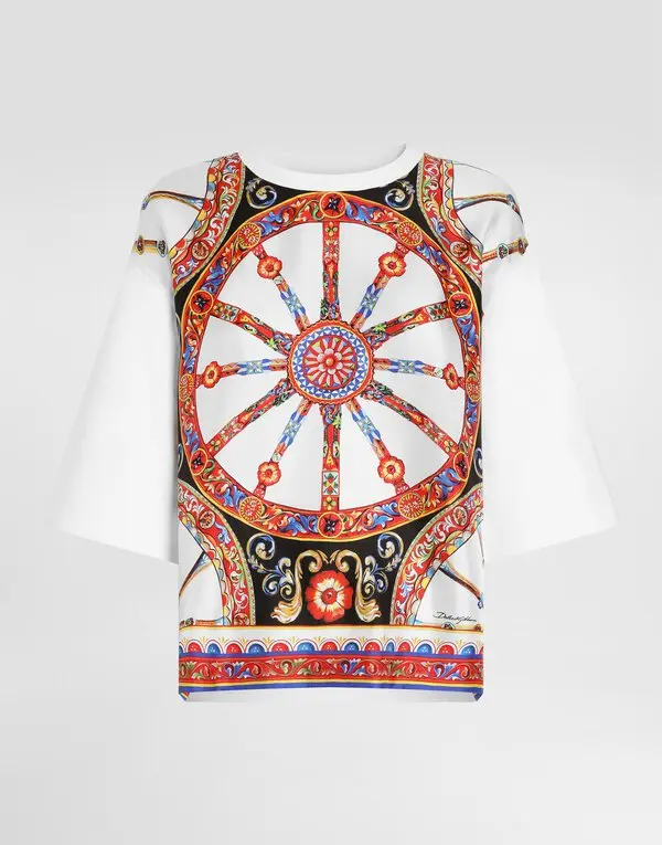 Dolce & Gabbana Carretto-print Jersey T-shirt T-shirts And Sweatshirts - Multicolor