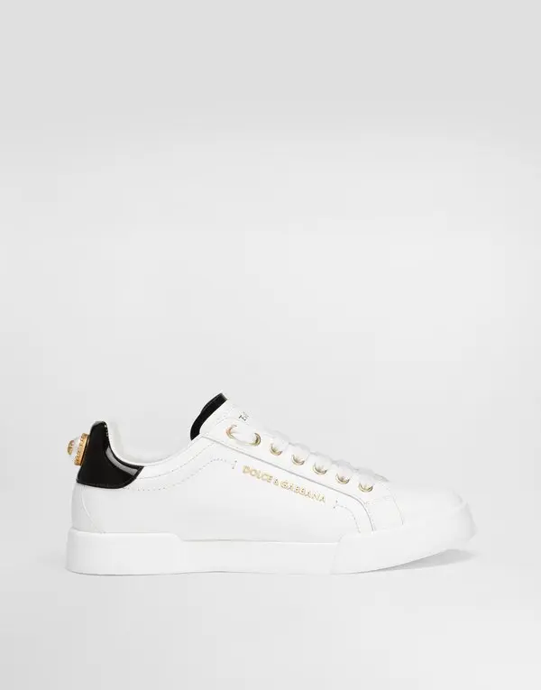 Dolce & Gabbana Calfskin Nappa Portofino Sneakers With Lettering Sneakers Leather - White