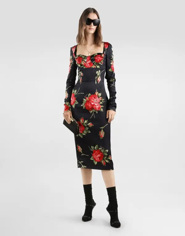 Dolce & Gabbana Rose Bouquet-print Sheath Dress