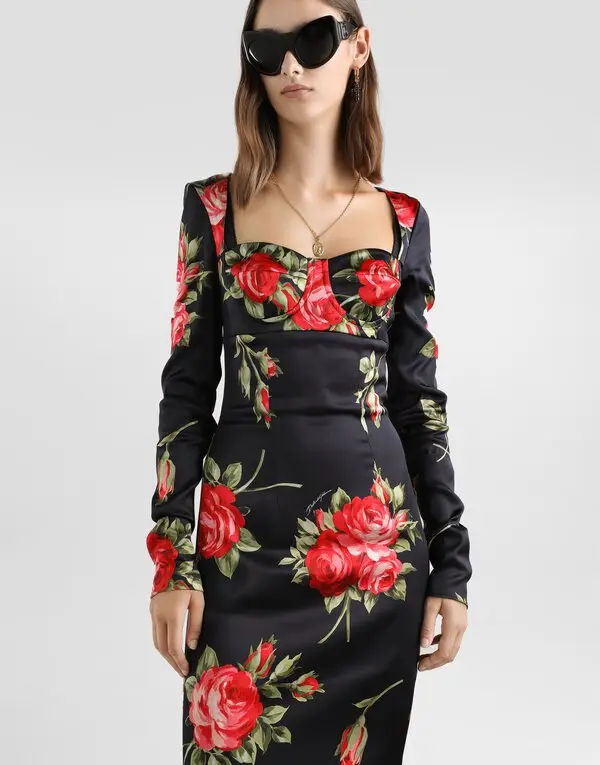 Dolce & Gabbana Rose Bouquet-print Sheath Dress