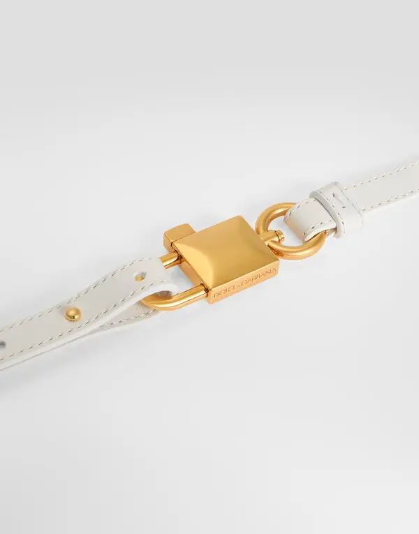 Dolce & Gabbana Logo Buckle Leather Belt - White