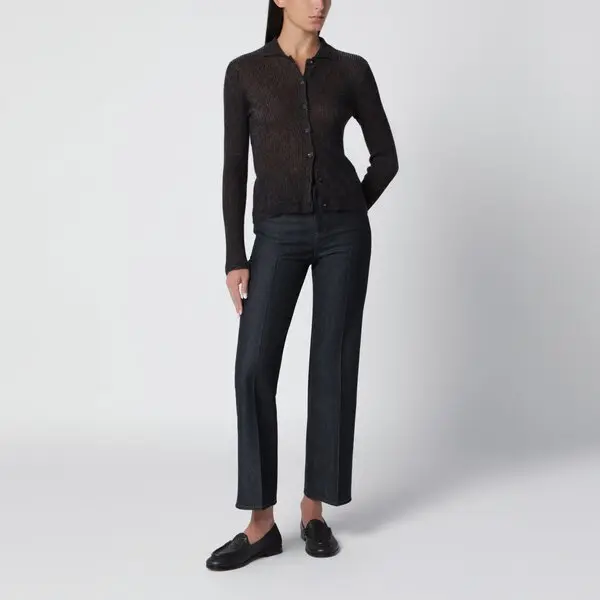 Brunello Cucinelli Sparkling Ribbed Silk Blend Cardigan