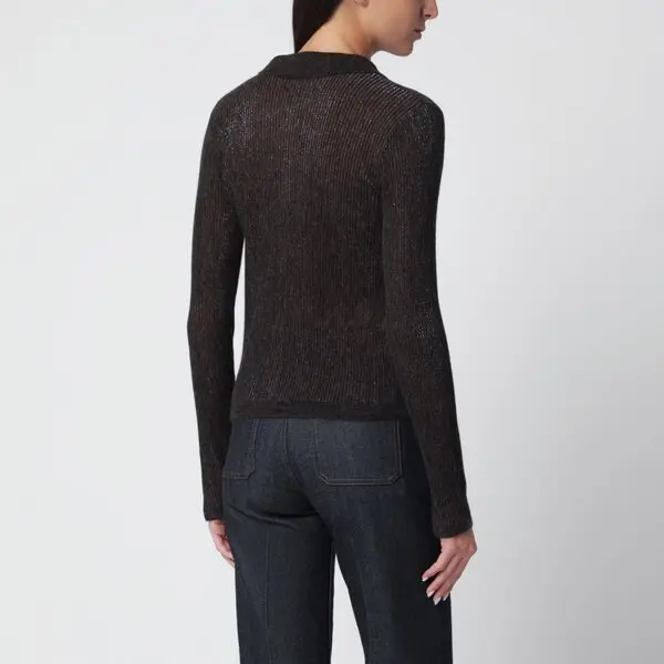 Brunello Cucinelli Sparkling Ribbed Silk Blend Cardigan