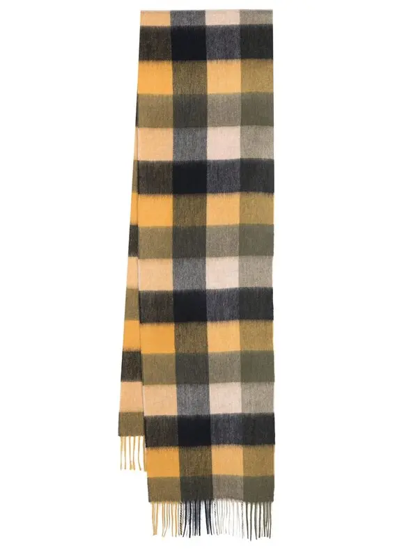 Barbour Brushed-effect Check-plaid Scarf - Yellow