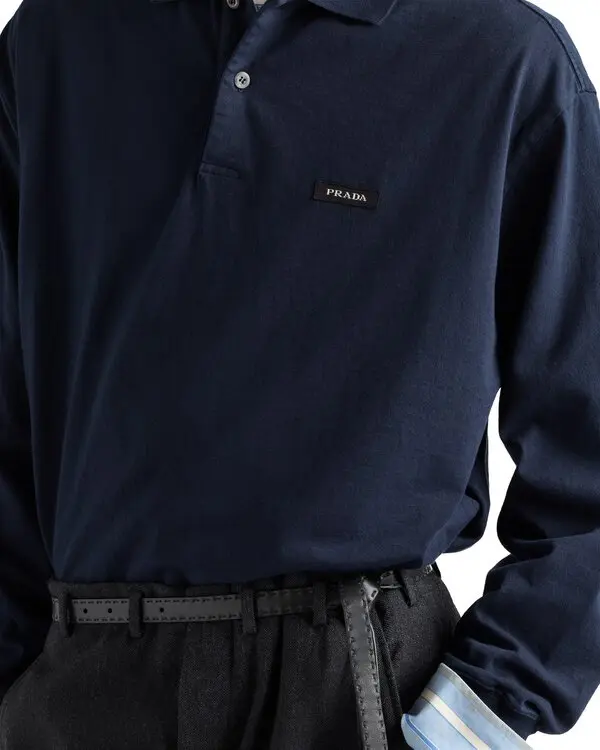 Prada Long-sleeved Cotton Polo Shirt