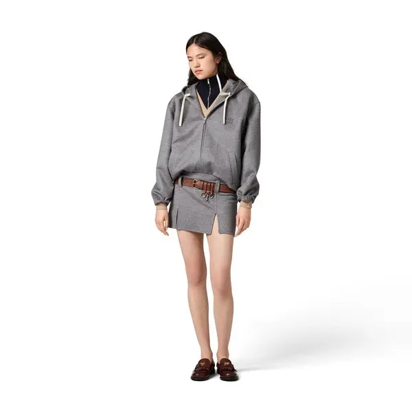 Miu Miu Double Cashmere And Wool Hoodie Jacket