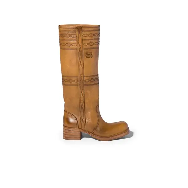 Miu Miu Embroidered Leather Boots