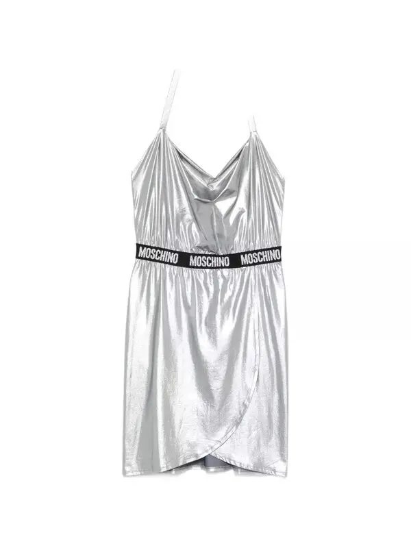 Moschino Logo-waistband Wrap-skirt Dress - Silver