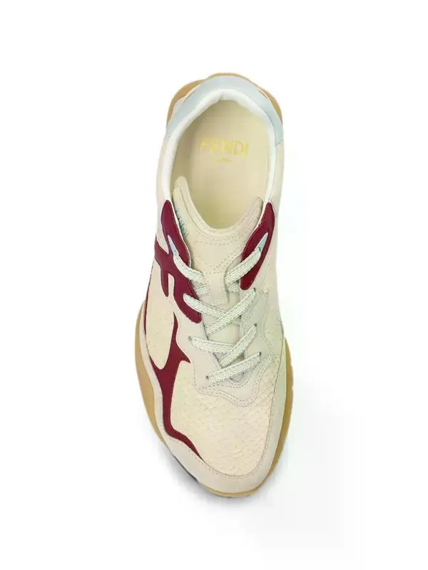 Fendi Wave Pulse White Salmon Leather Low-tops Sneakers