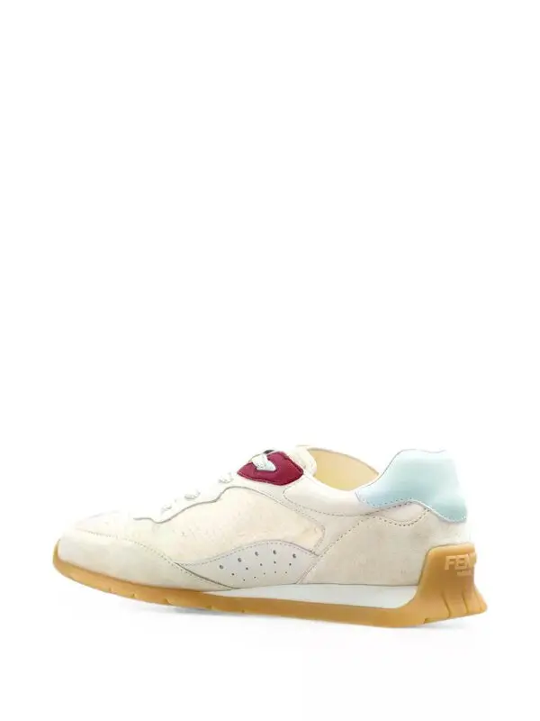 Fendi Wave Pulse White Salmon Leather Low-tops Sneakers