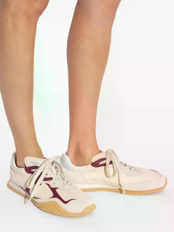 Fendi Wave Pulse White Salmon Leather Low-tops Sneakers