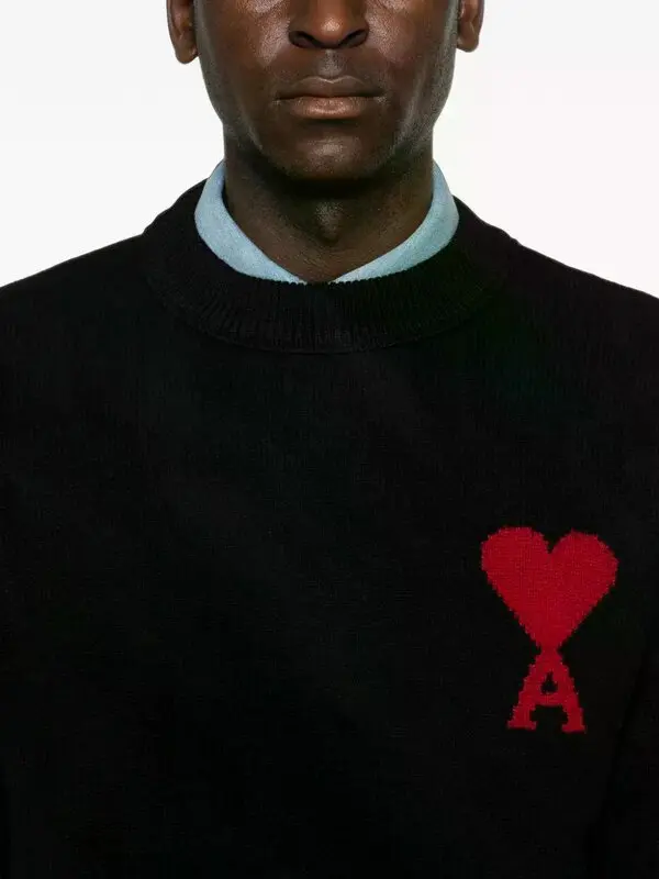 AMI Paris De Coeur Intarsia Knit Sweater