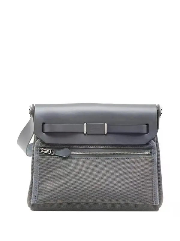Hermès Military Toile And Vache Hunter Herbag Zip 20 Crossbody Bag - Grey