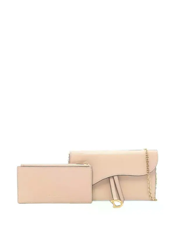 Dior 2000-2026 Calfskin Saddle Wallet On Chain Crossbody Bag - Neutrals