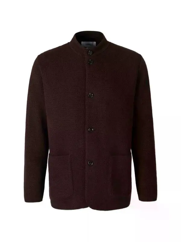 LARDINI Virgin Wool Basket-weave Cardigan
