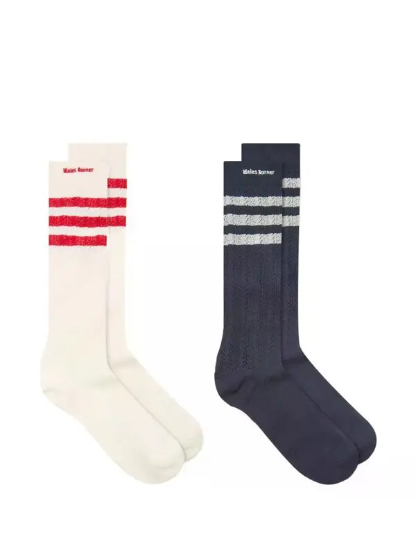 Adidas Striped Pointelle-knit Socks