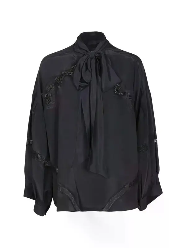 ERMANNO FIRENZE Lace-trim Pussy-bow Blouse