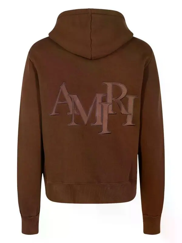 Amiri Staggered Logo-embroidered Cotton Hoodie