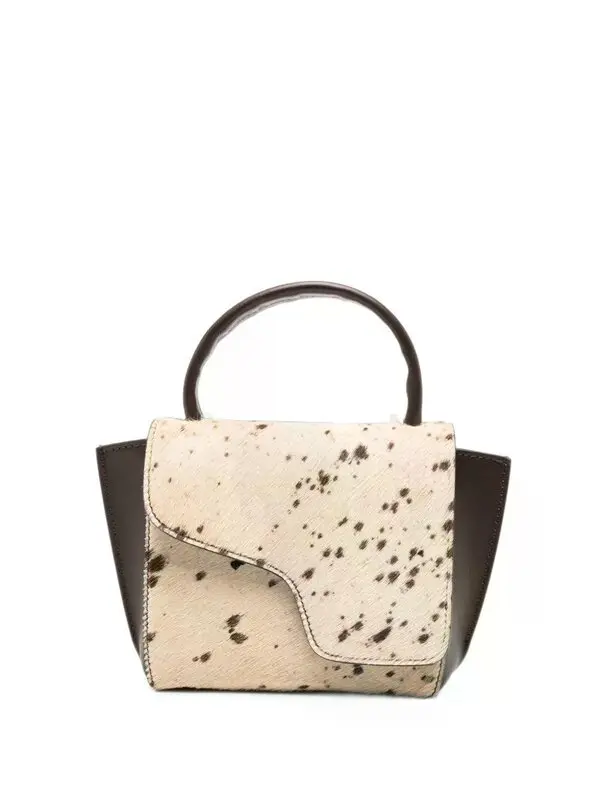 ATP ATELIER Mini Calf-hair Panelled Leather Shoulder Bag - Neutrals