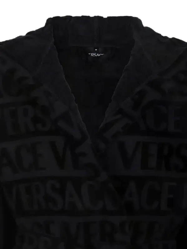 Versace Logo-jacquard Hooded Bathrobe