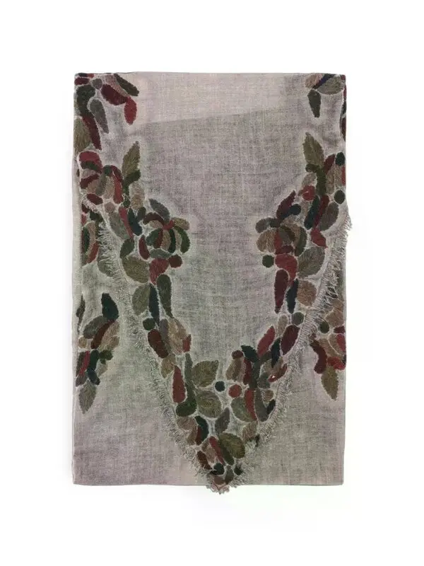 Faliero Sarti Embroidered Frayed Scarf - Grey