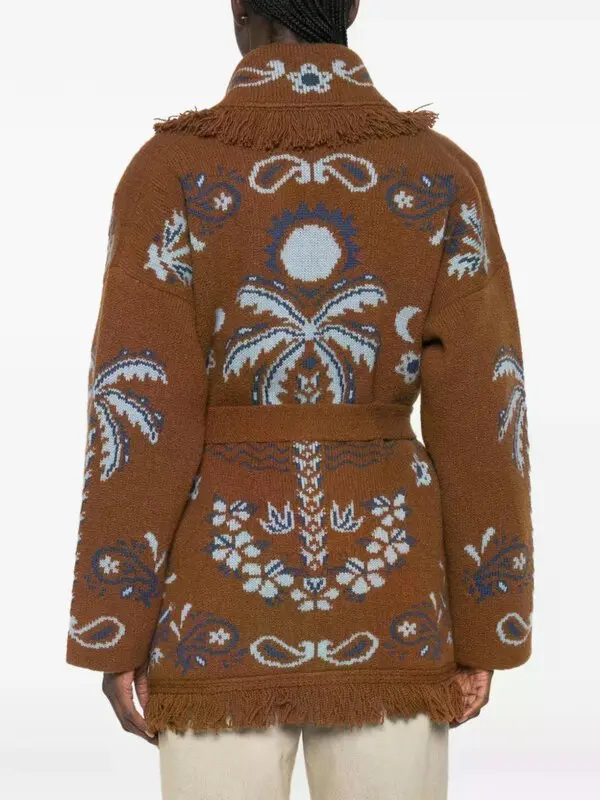 Alanui Fringe-trimmed Intarsia Cardigan