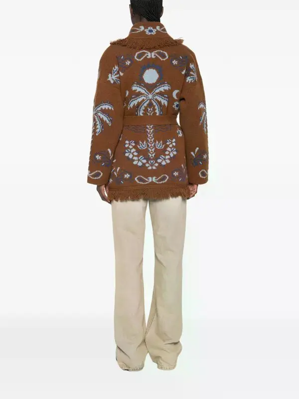 Alanui Intarsia Knit Fringe-trimmed Cardigan