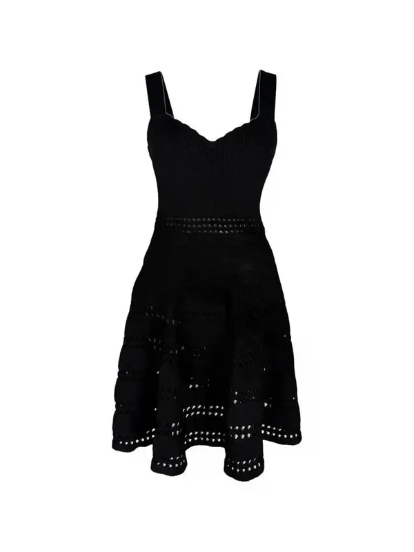 Maje Pointelle V-neck A-line Dress - Black