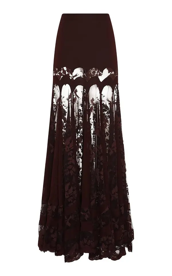 Zimmermann Valiant Panelled Silk Maxi Skirt - Brown