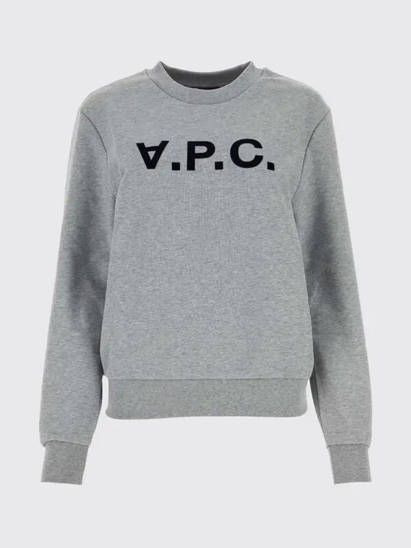 A.p.c. Organic Cotton Crewneck Sweatshirt With Contrast Logo - Grey