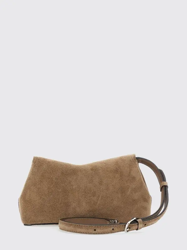 TOTEME T-lock Suede Clutch With Metallic Monogram