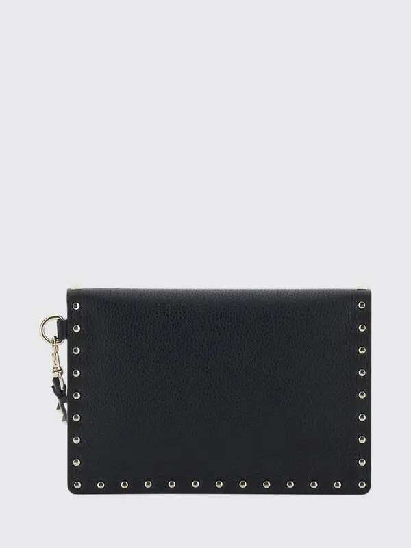Valentino Garavani Rockstud Grained Leather Envelope Clutch - Black