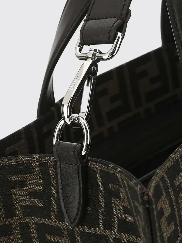 Fendi Ff Monogram Jacquard Handbag With Leather Shoulder Strap