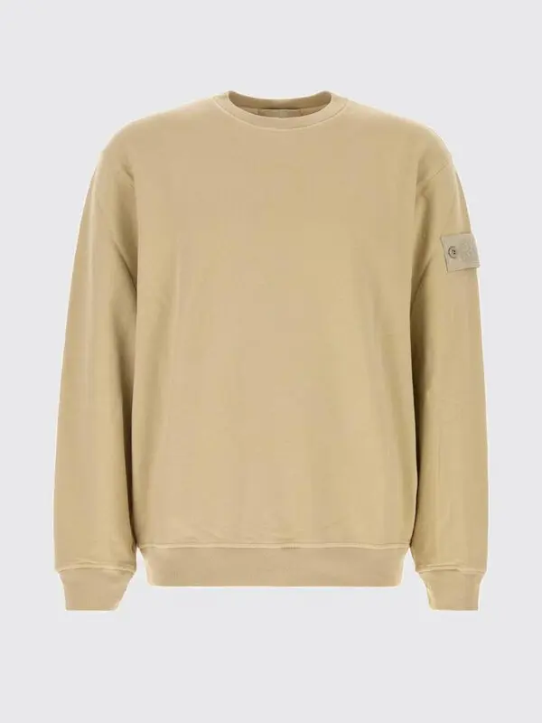 Stone Island Cotton Jersey Crewneck Sweatshirt With Compass Logo Patch - Beige