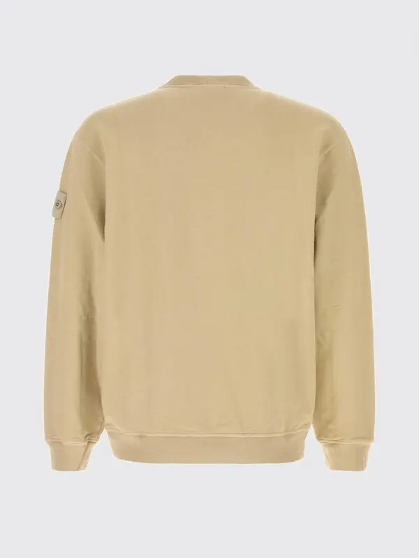 Stone Island Cotton Jersey Crewneck Sweatshirt With Compass Logo Patch - Beige