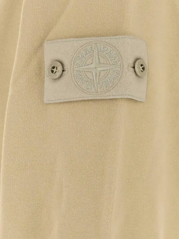 Stone Island Cotton Jersey Crewneck Sweatshirt With Compass Logo Patch - Beige