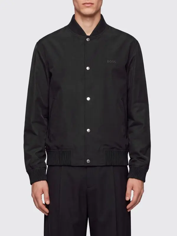 BOSS Technical Fabric Varsity Bomber Jacket - Black