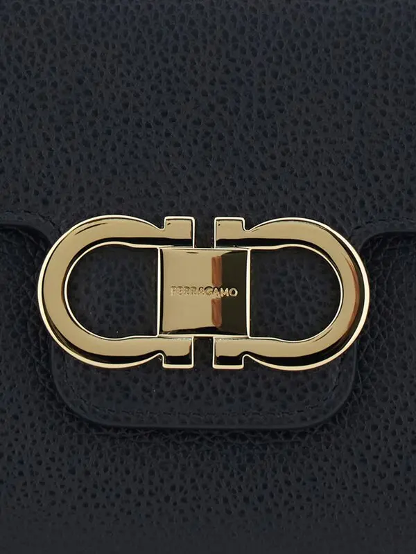 FERRAGAMO Gancini Pouch In Grained Calfskin With Wrist Strap